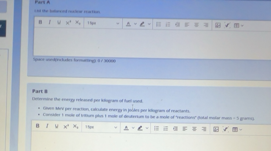 Solved: List the balanced nuclear reaction. B ǐ u X^3 X_1 15px Space ...