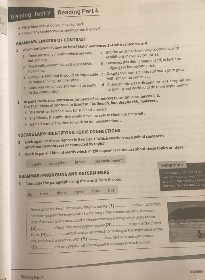 Risolto:Training Test 2 Reading Part 4 her What kind of text do you ...