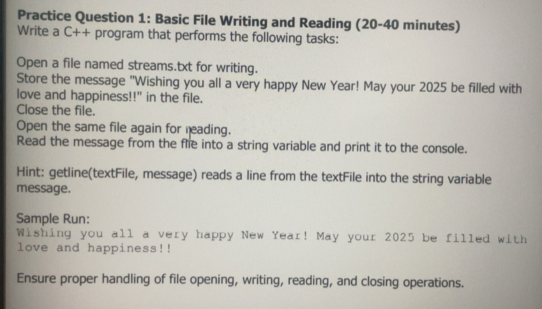 Selesai:Practice Question 1: Basic File Writing and Reading (20-40 ...