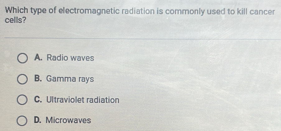 Solved: Which type of electromagnetic radiation is commonly used to ...