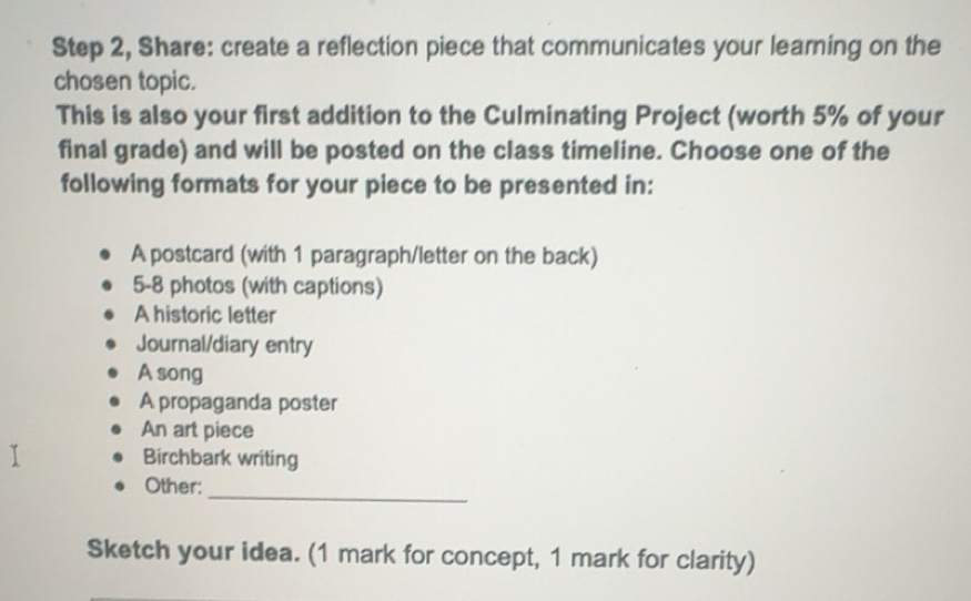 Solved: Step 2, Share: create a reflection piece that communicates your ...
