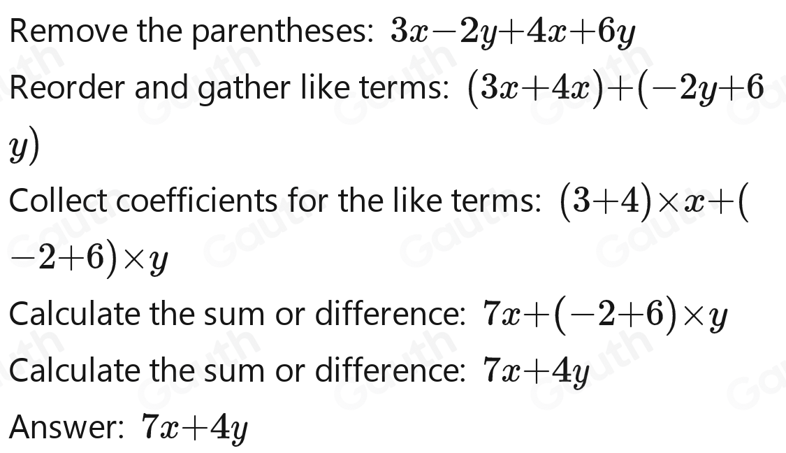 Solved: 3x-(2y-4x)+6y [Math]