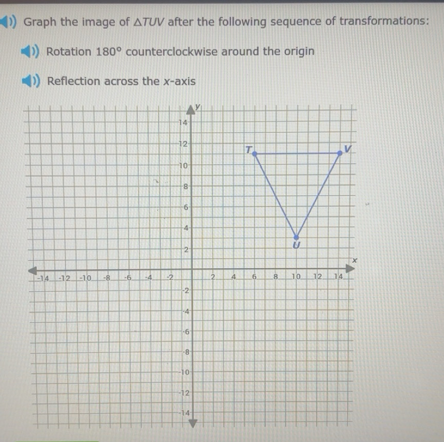Solved: Graph the image of TUV after the following sequence of ...