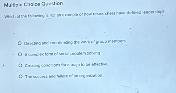 Solved: Question Which of the following is not an example of how ...