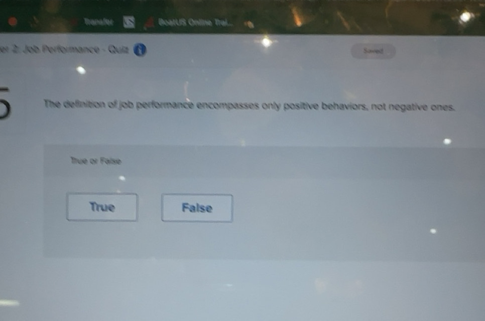 Solved: Trapalor BoatUS Online Tra.... er 2: Job Performance - Quiz a ...