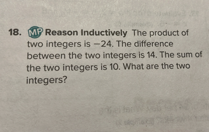 Solved: Reason Inductively The product of two integers is −24. The ...