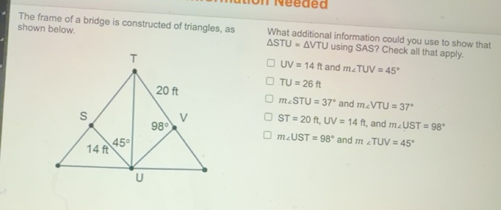 Solved: on Néeded The frame of a bridge is constructed of triangles, as ...