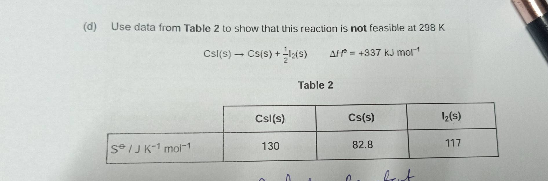 Solved: Use data from Table 2 to show that this reaction is not ...