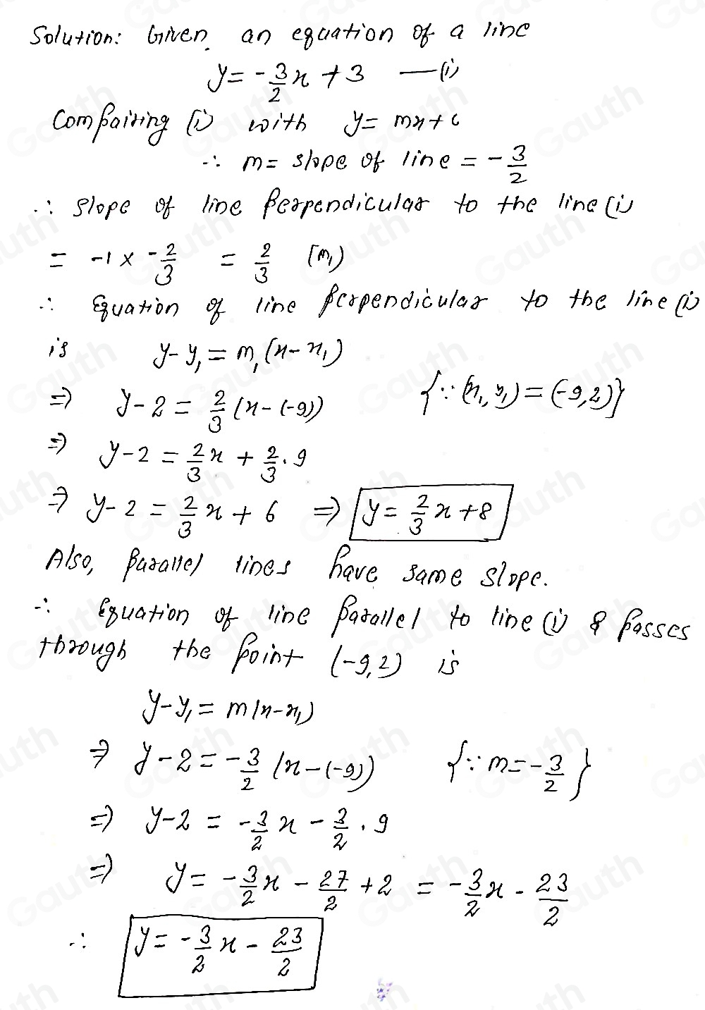 Solved: Writing equations of lines parallel and perpendicular to a ...
