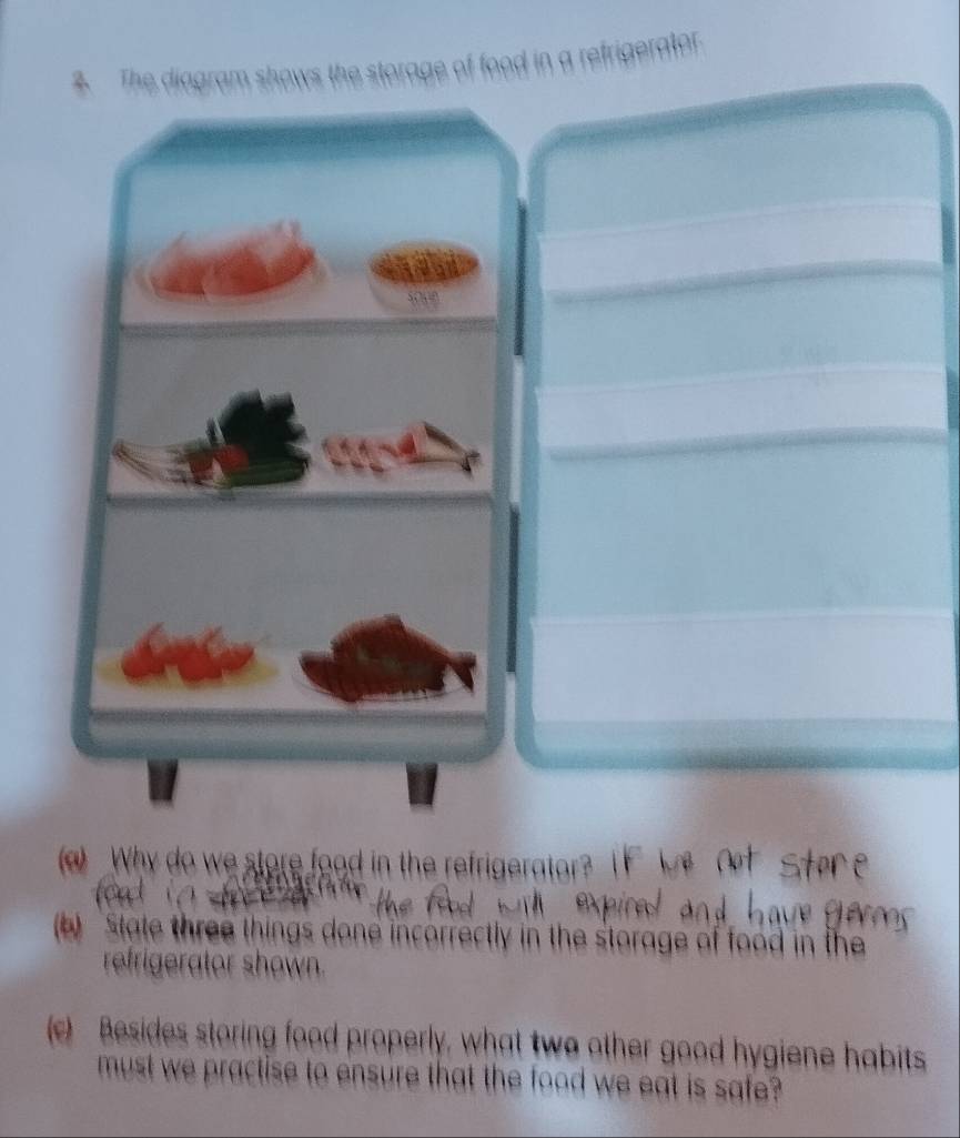 Telah dijawab:The diagram shows the storage of food in a refrigerator ...