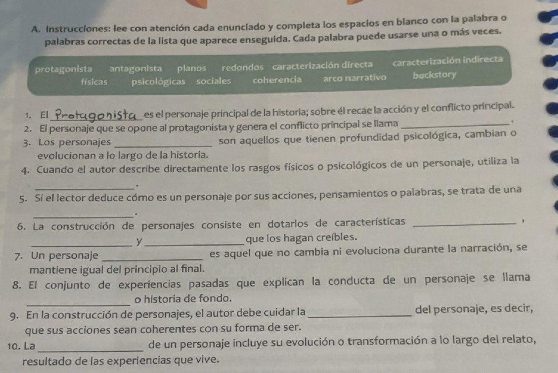 Resuelto:Instrucciones: lee con atención cada enunciado y completa los ...