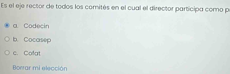 Resuelto:Es el eje rector de todos los comités en el cual el director ...