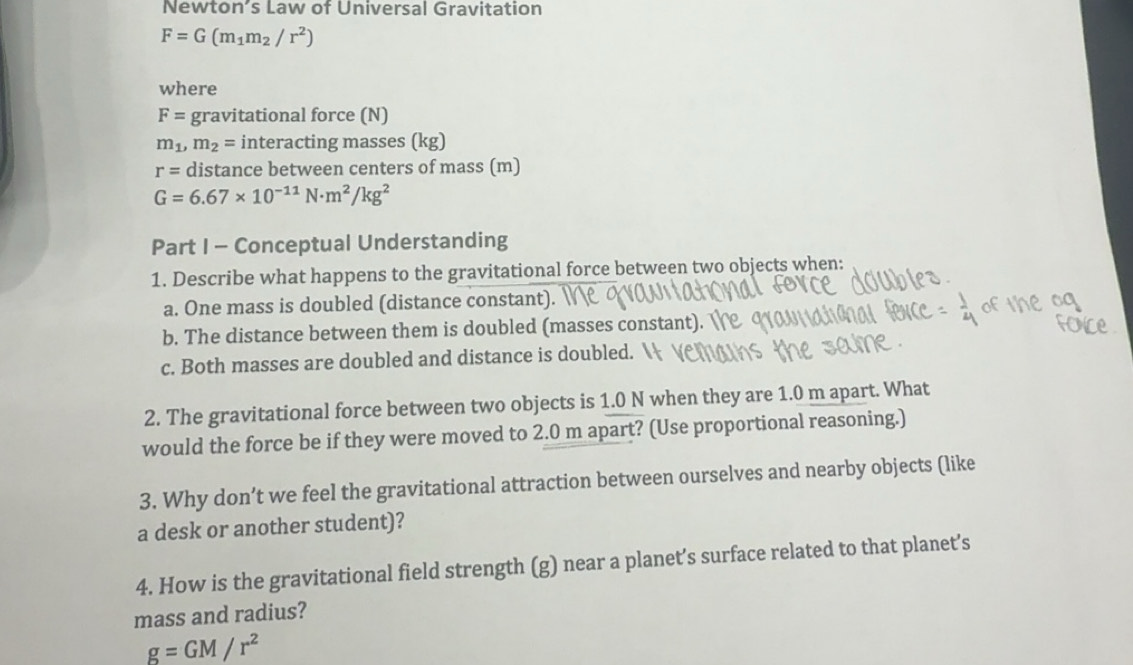 Solved: Newton’s Law of Universal Gravitation F=G(m_1m_2/r^2) where F ...