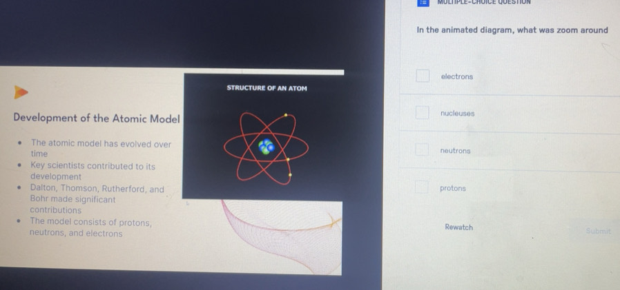 Solved: In the animated diagram, what was zoom around electrons ...