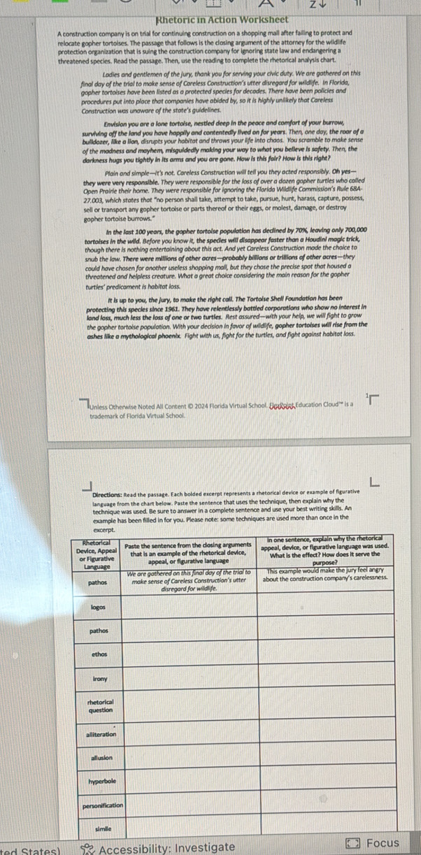 Solved: Rhetoric in Action Worksheet A construction company is on trial ...