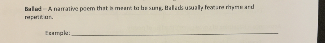 Solved: Ballad - A narrative poem that is meant to be sung. Ballads ...