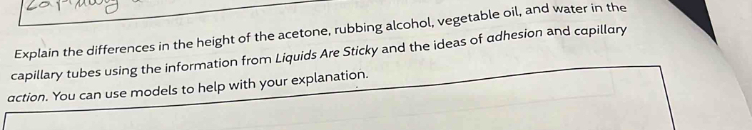 Solved: Explain the differences in the height of the acetone, rubbing ...
