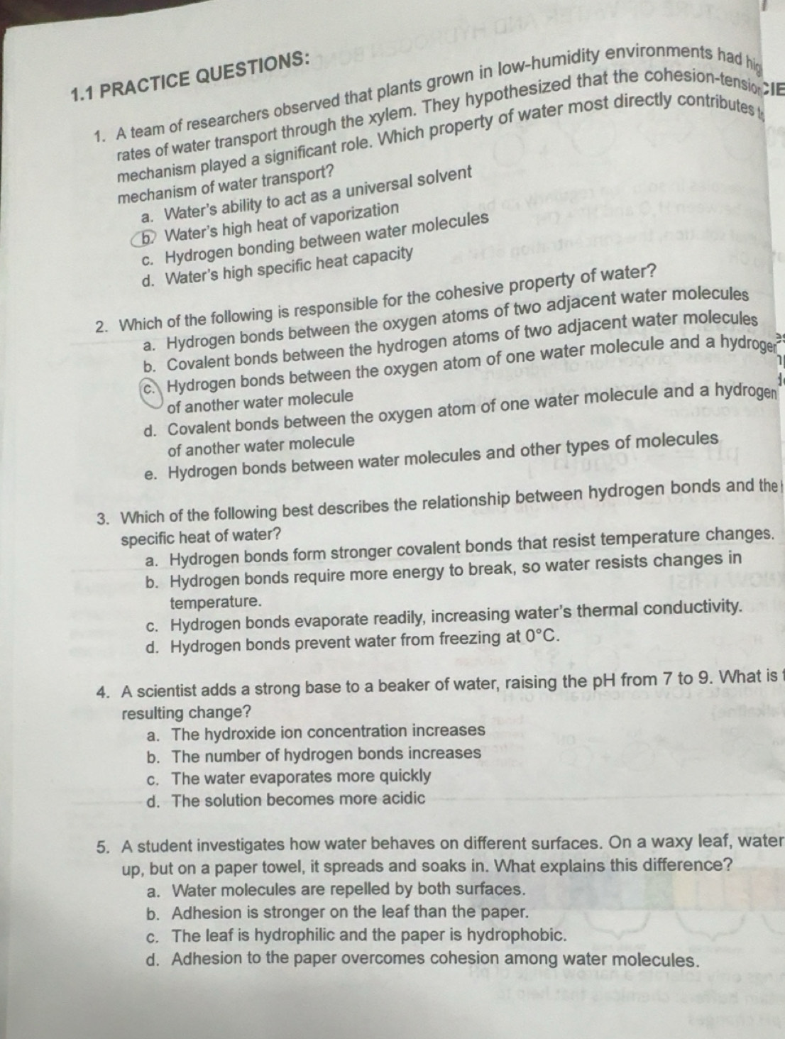 Solved: 1.1 PRACTICE QUESTIONS: 1. A team of researchers observed that ...