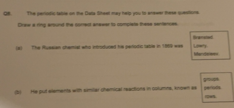 Solved: QB. The periodic table on the Data Sheet may help you to answer ...