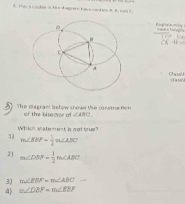 Solved: The 3 circles in the diagram have centers A. B, and C xplai ...