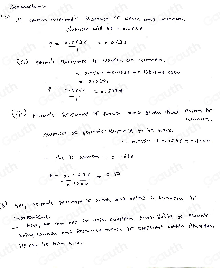 Solved: A medical researcher surveyed a large group of men and women ...