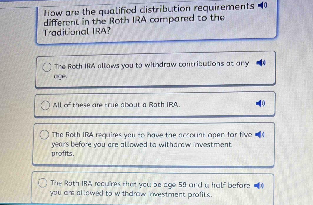 Solved: How are the qualified distribution requirements different in ...