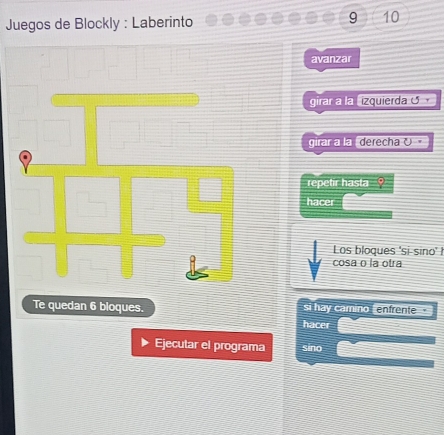 Resuelto:Juegos de Blockly : Laberinto 10 avanzar girar a la Lizquierda σ girara la derecha O r