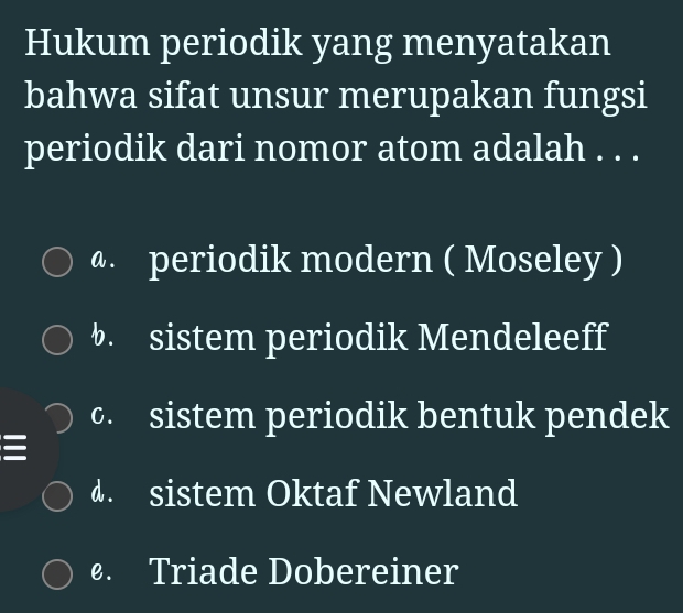 Telah dijawab:Hukum periodik yang menyatakan bahwa sifat unsur ...