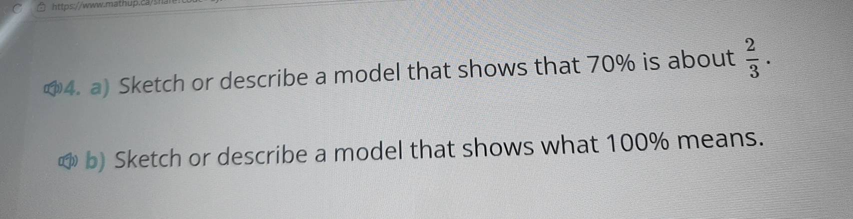 Solved: https://www.mathup.ca/s! 4. a) Sketch or describe a model that ...