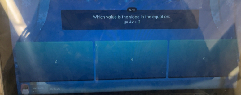 Solved: Which value is the slope in the equation: y=4x+2 2 [Math]