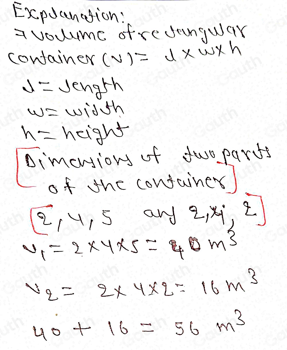 Solved: Think of a way to split the container into two parts. Find the ...