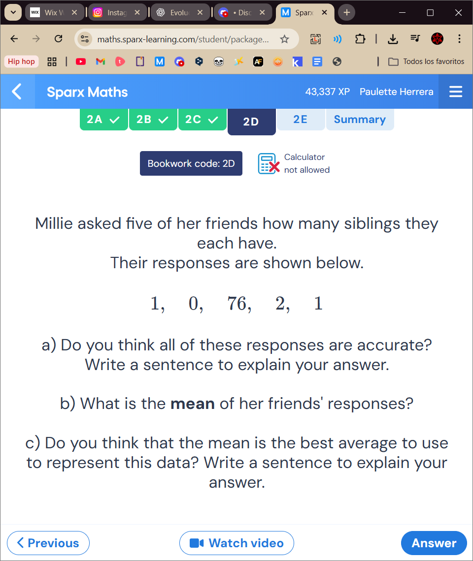 Resuelto:Wix V × Instag × Evolu Disc × Sparx × + maths.sparx-learning ...