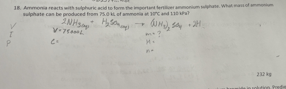 Solved: Ammonia reacts with sulphuric acid to form the important ...