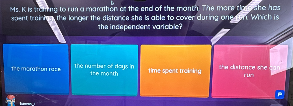 Solved: Ms. K is training to run a marathon at the end of the month ...