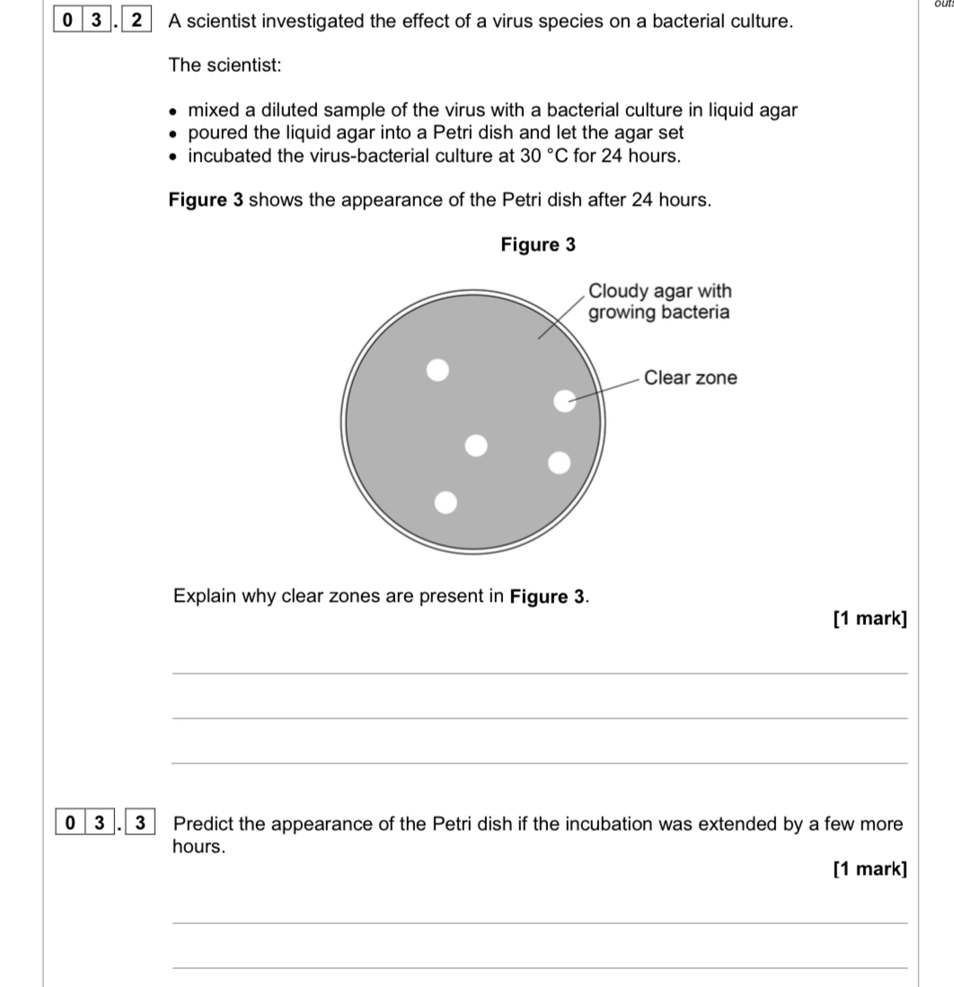 Solved: out 0_3 . 2_ A scientist investigated the effect of a virus ...