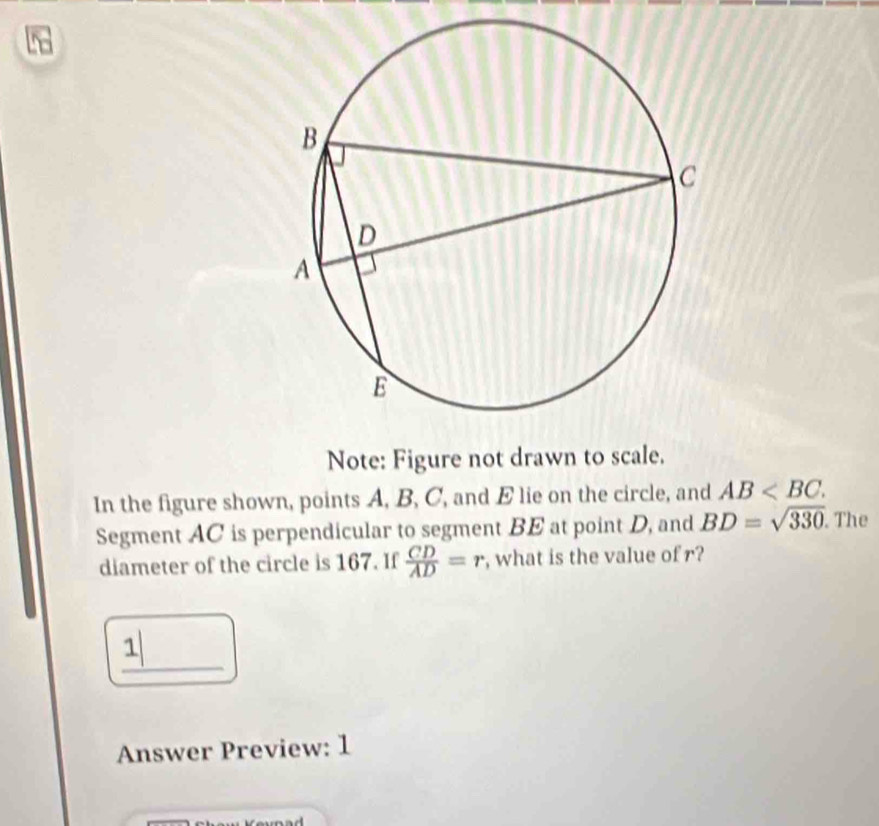 Solved: Note: Figure not drawn to scale. In the figure shown, points A, B, C, and E lie on the ...