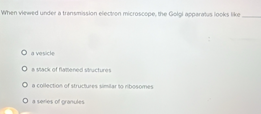Solved: When viewed under a transmission electron microscope, the Golgi ...