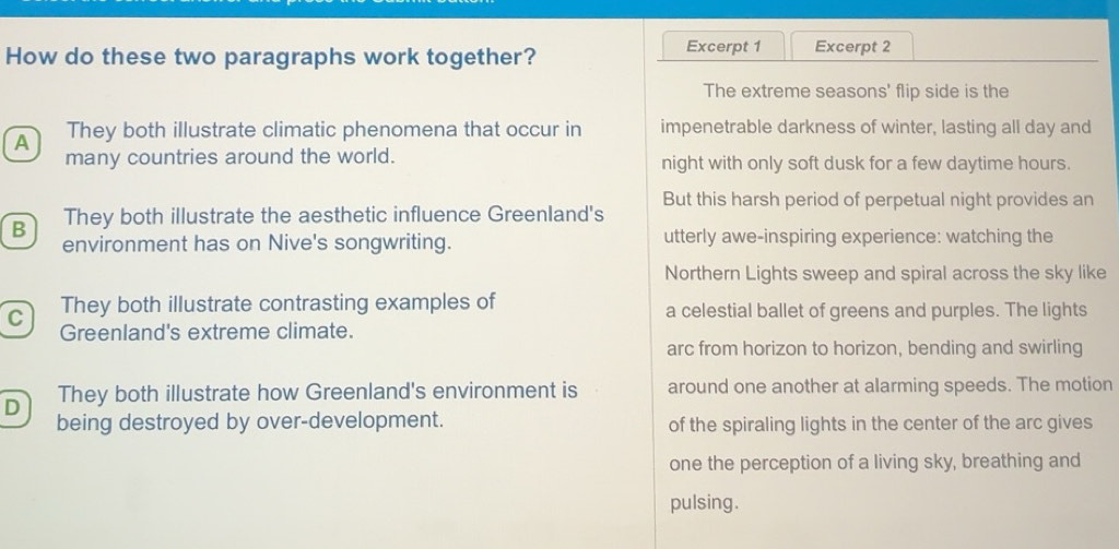 Solved: How do these two paragraphs work together? Excerpt 1 Excerpt 2 ...