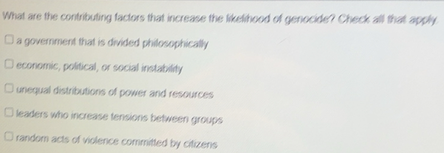 Solved: What are the contributing factors that increase the likelihood ...