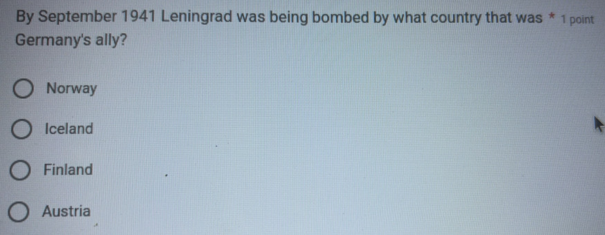 Solved: By September 1941 Leningrad was being bombed by what country ...