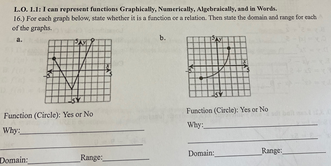 Solved: 1.1: I can represent functions Graphically, Numerically ...