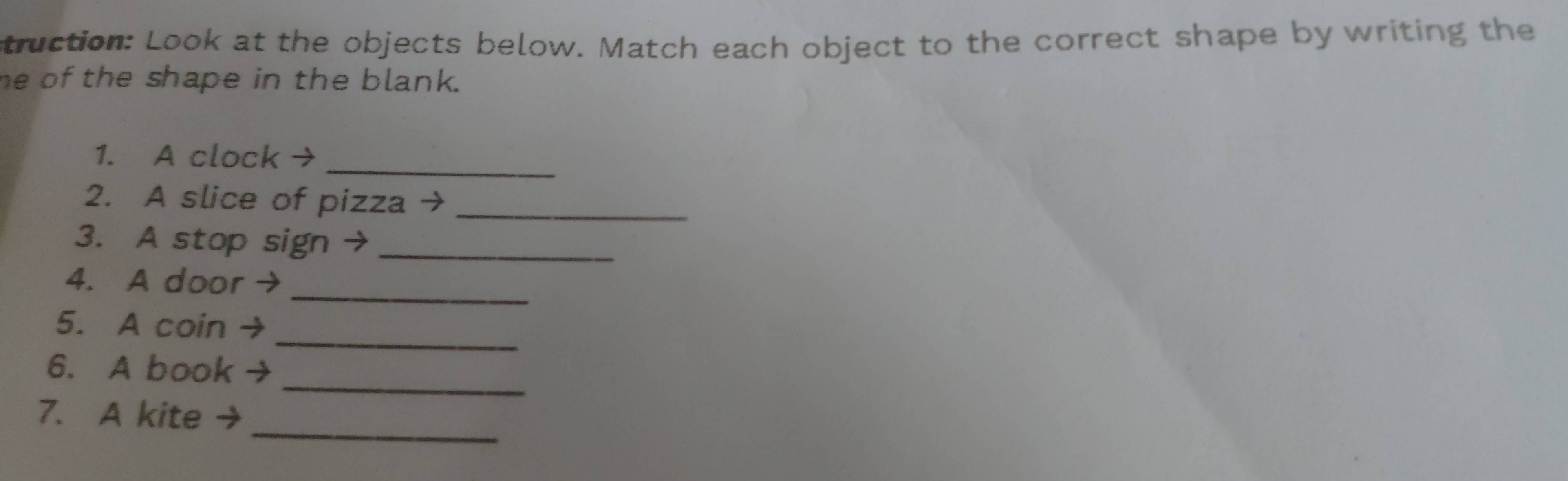 Solved: truction: Look at the objects below. Match each object to the ...
