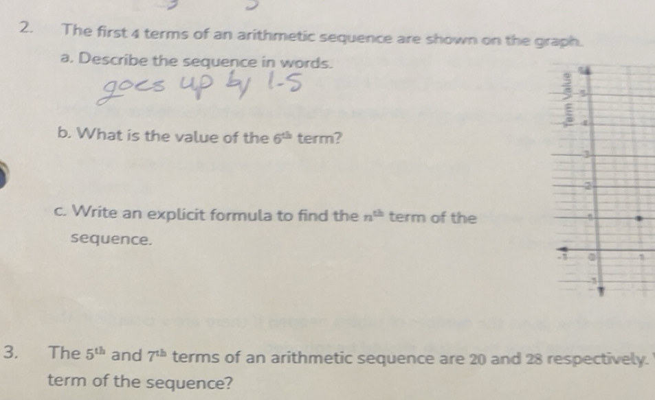 Solved: The first 4 terms of an arithmetic sequence are shown on the ...