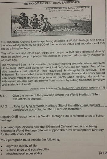 Solved: THE #KHOMANI CULTURAL LANDSCAPE The *Khomani Cultural Landscape ...