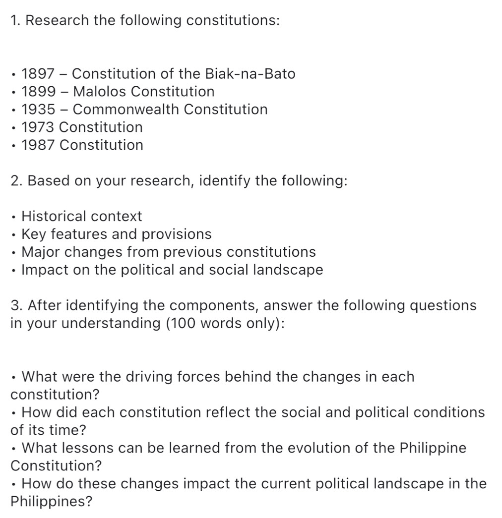 Solved: Research the following constitutions: 1897 - Constitution of ...
