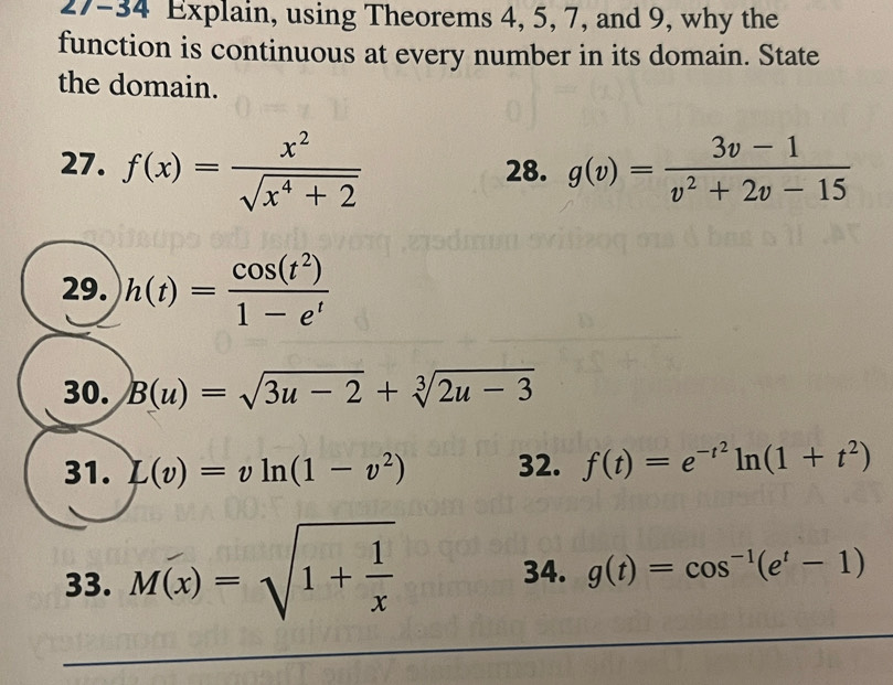 Solved: 27-34 Explain, using Theorems 4, 5, 7, and 9, why the function ...
