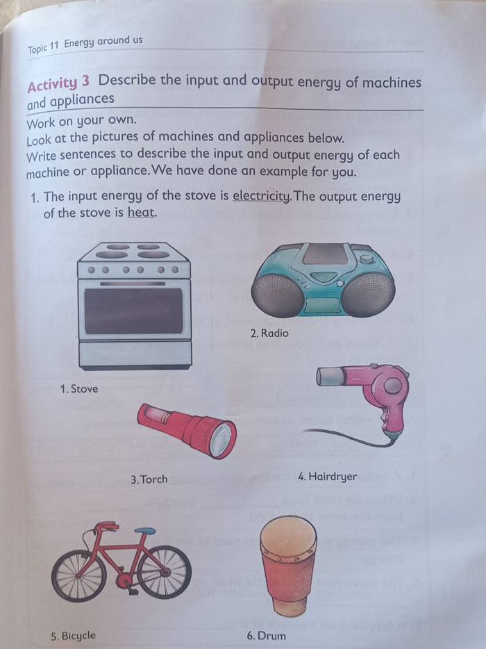 Solved: Topic 11 Energy around us Activity 3 Describe the input and ...