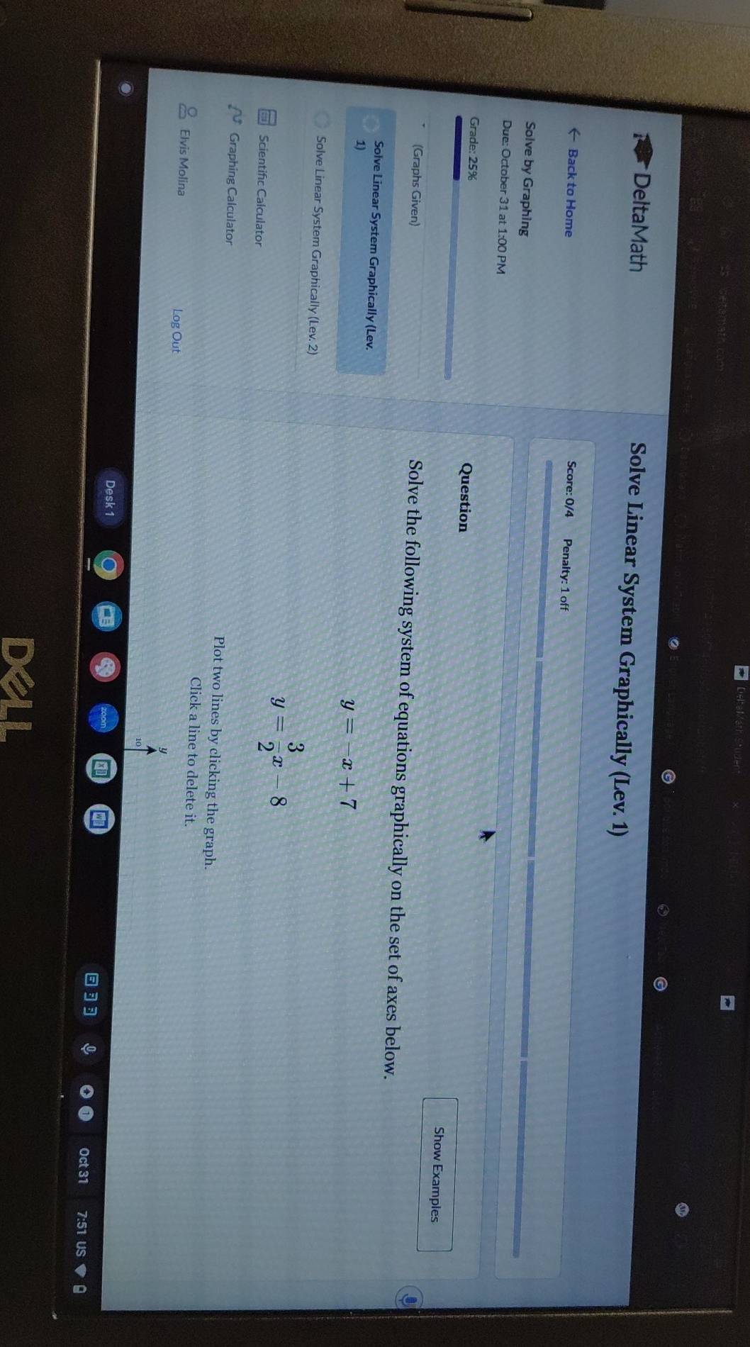 Solved: DeltaMath Solve Linear System Graphically (Lev. 1) ← Back to ...