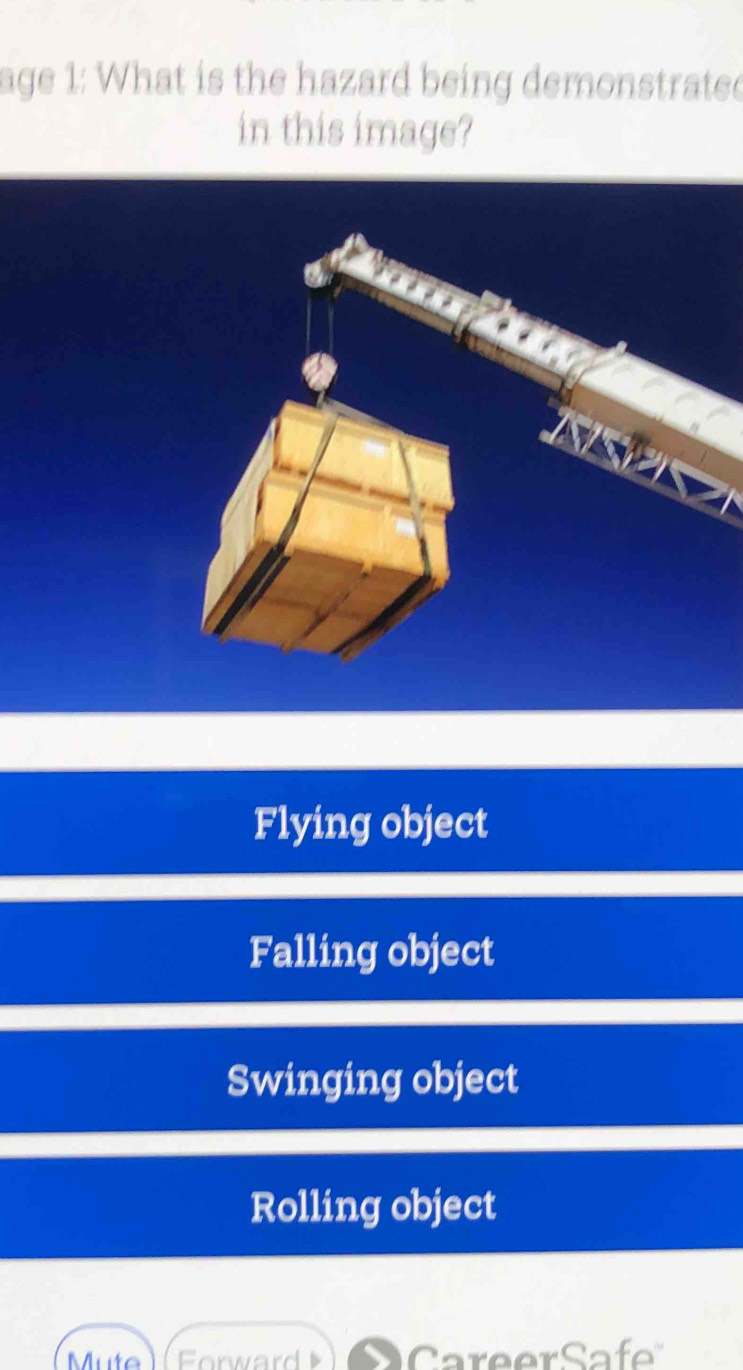 Solved: age 1: What is the hazard being demonstrated in this image? Flying object Falling object ...