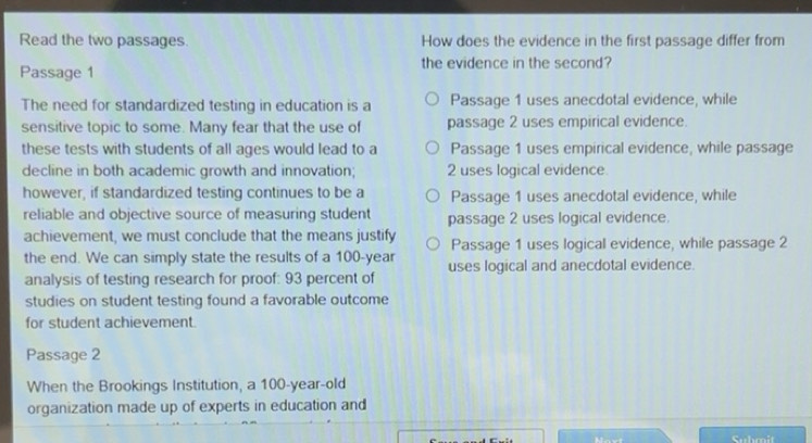 Gelöst:Read the two passages. How does the evidence in the first ...